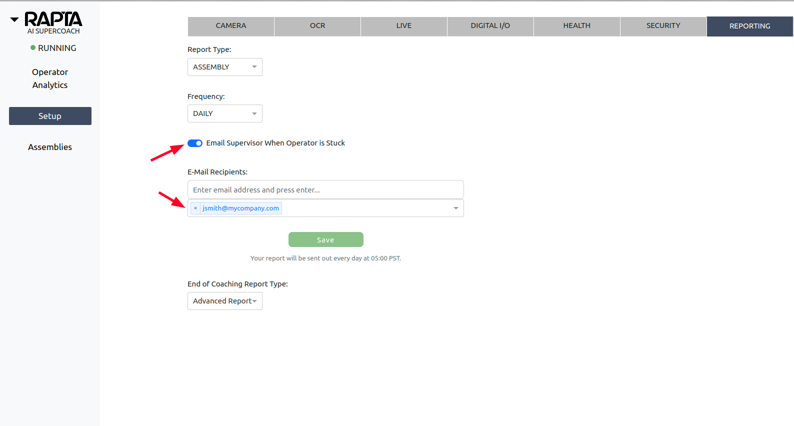 Supervisor Lockout & Email alerting - Rapta Inc