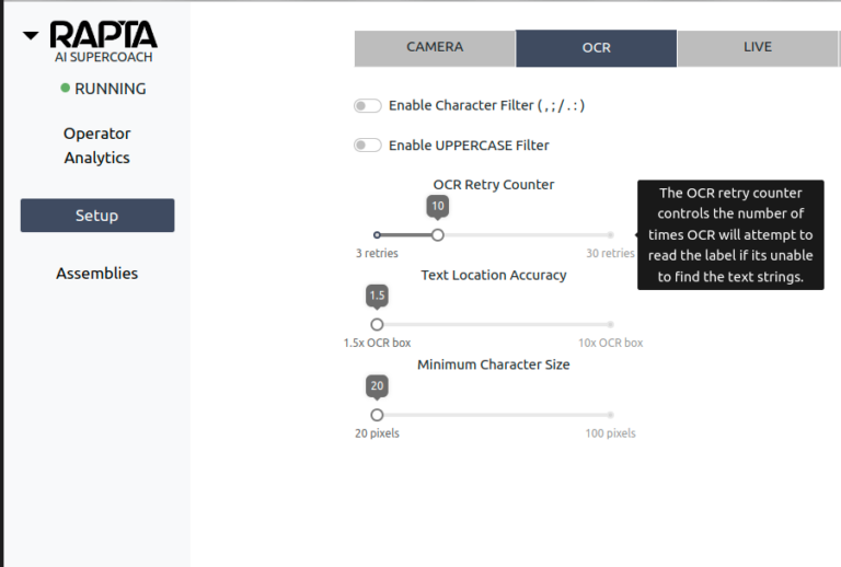 OCR Configuration - Rapta Inc