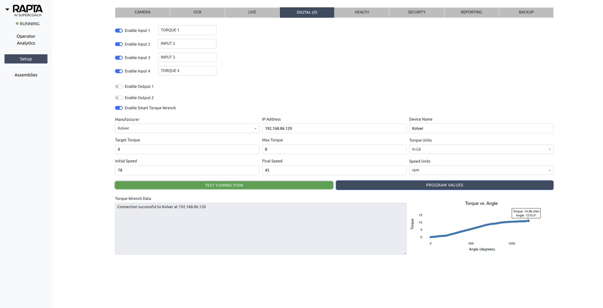 Installing a Torque Wrench: Modbus TCP - Rapta Inc